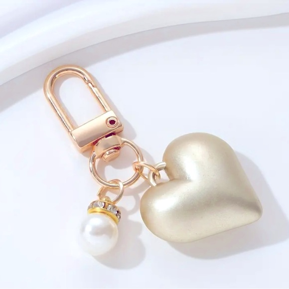 Accessories | Gold Heart Bag Charm Key Chain | Poshmark